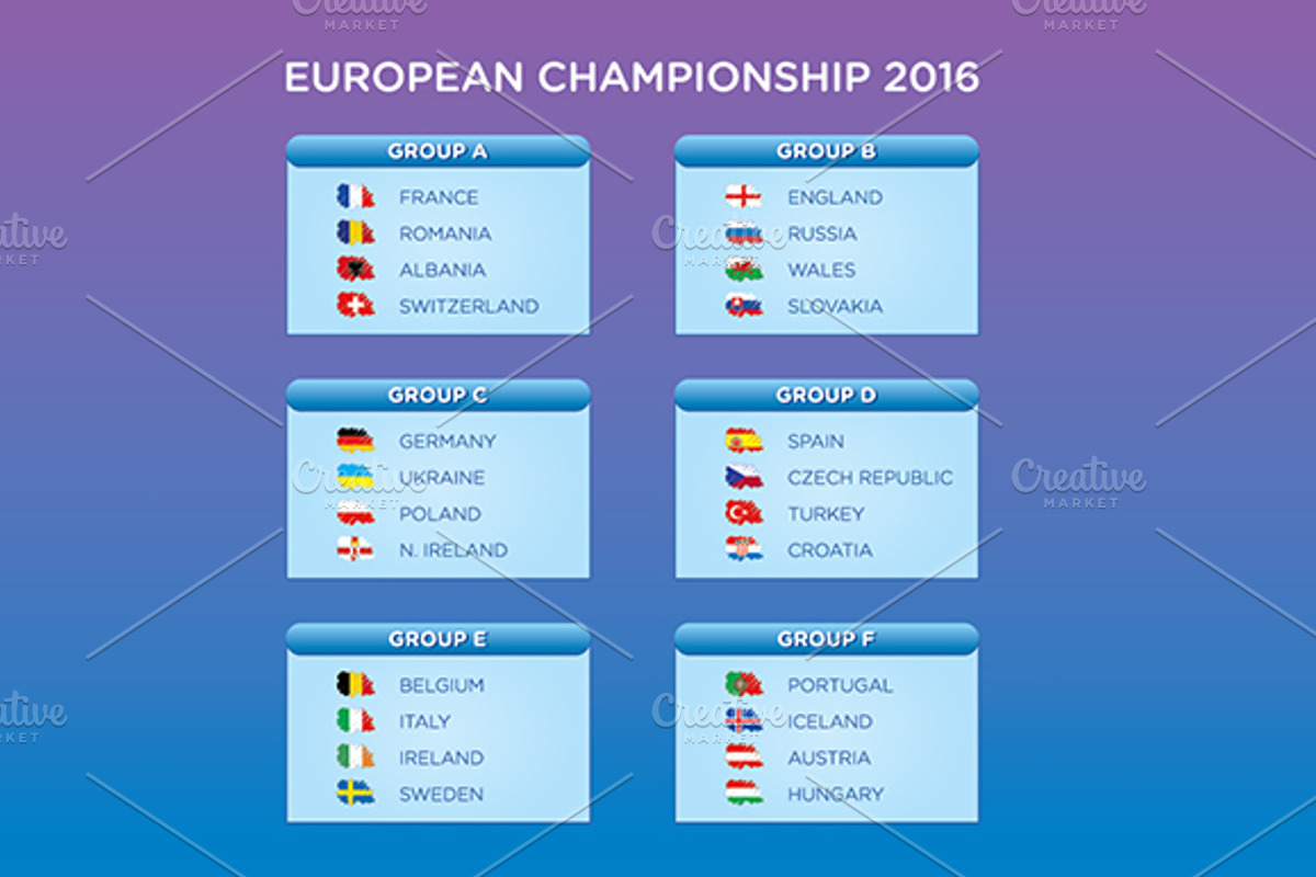 Euro 2016 qualifiers groups, a Stationery Template by Urazovsky Design