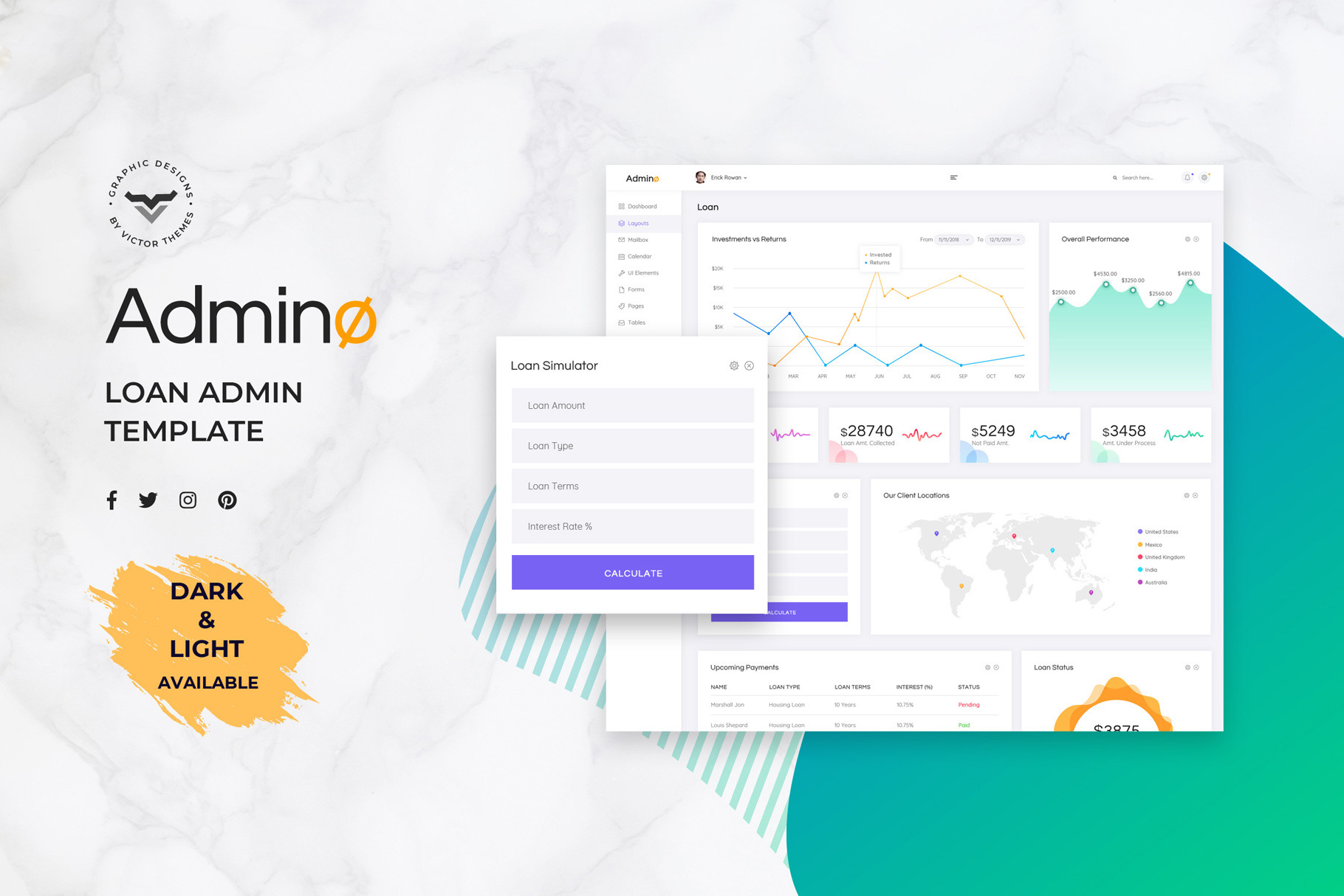 Loan Admin Dashboard UI Kit | UI Kits and Libraries ~ Creative Market