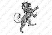 Woodblock style heraldic lion, an Animal Illustration by Christos Georghiou