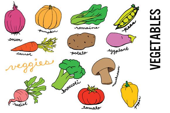 Vegetables Doodle Clip Art, a Food Illustration by Pepper