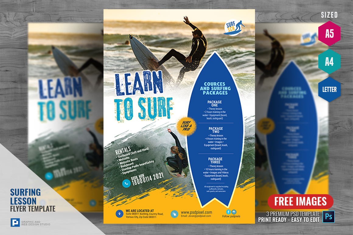 Surfing Lesson and Services Flyer