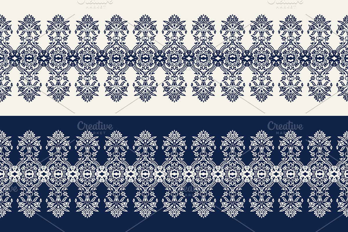 Blue Indian Block Print: Border, a Pattern Graphic by StabuLaRasa ...