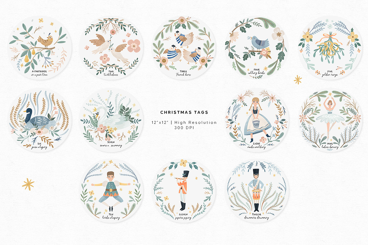 12 days of Christmas, an Animal Illustration by annartdreams