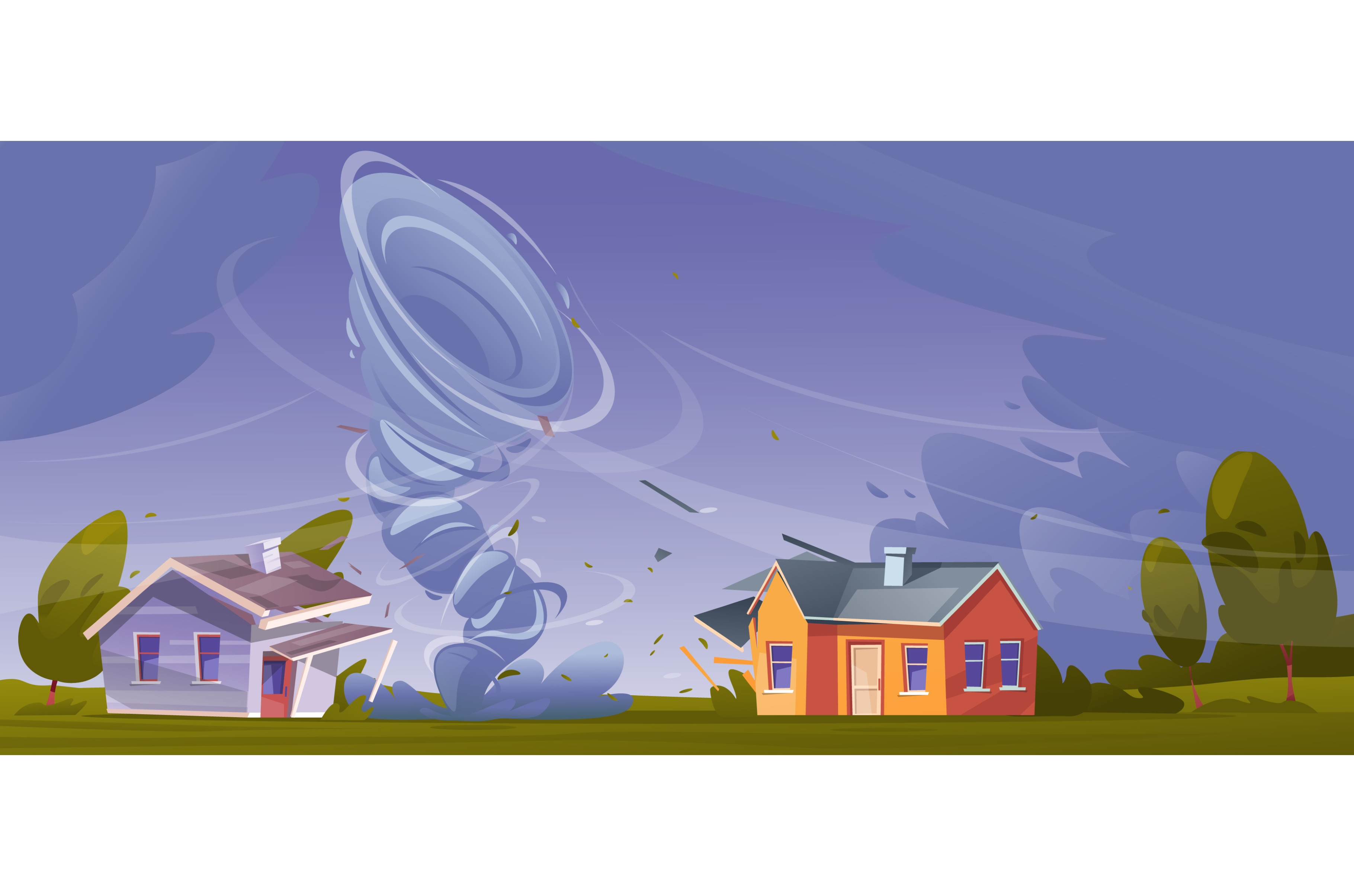 Tornado destroys houses. Natural, an Object Illustration by Vectorbuum