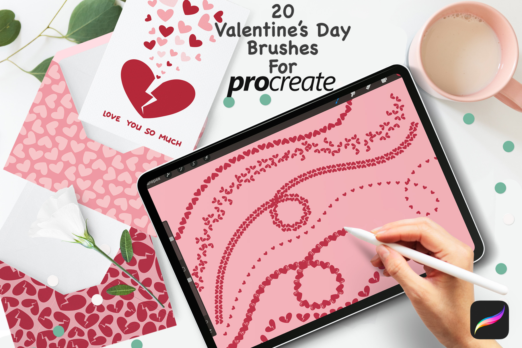 Valentines Day Brushes for Procreate | Creative Market