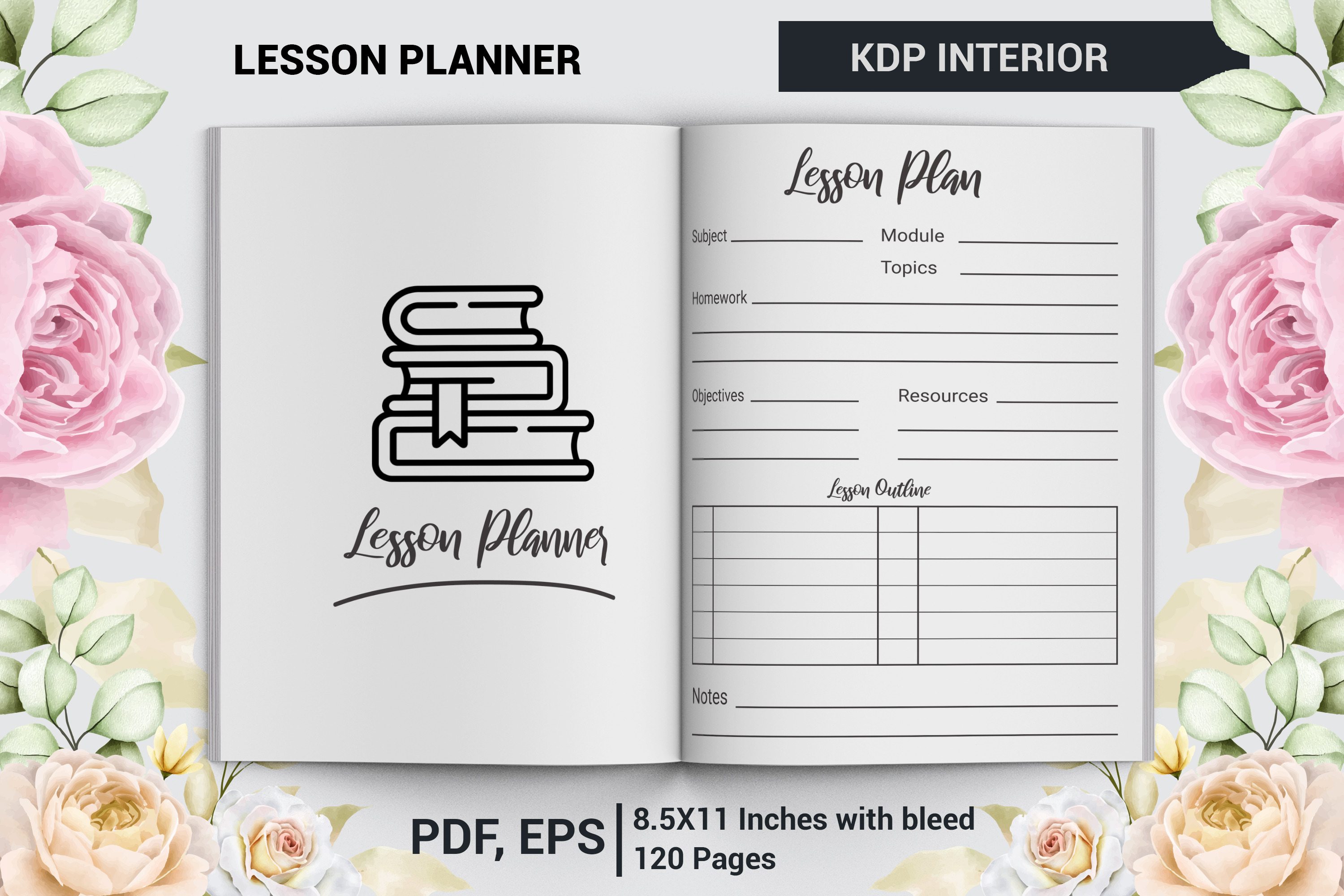 Lesson Planner Kdp Interior, a Graphic by HillTract