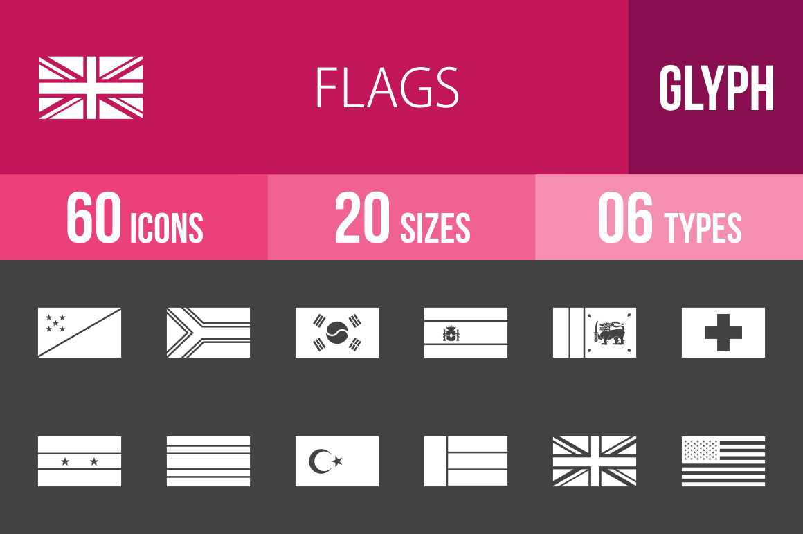 60 Flags Glyph Inverted Icons, an Icon by IconBunny | Creative Market