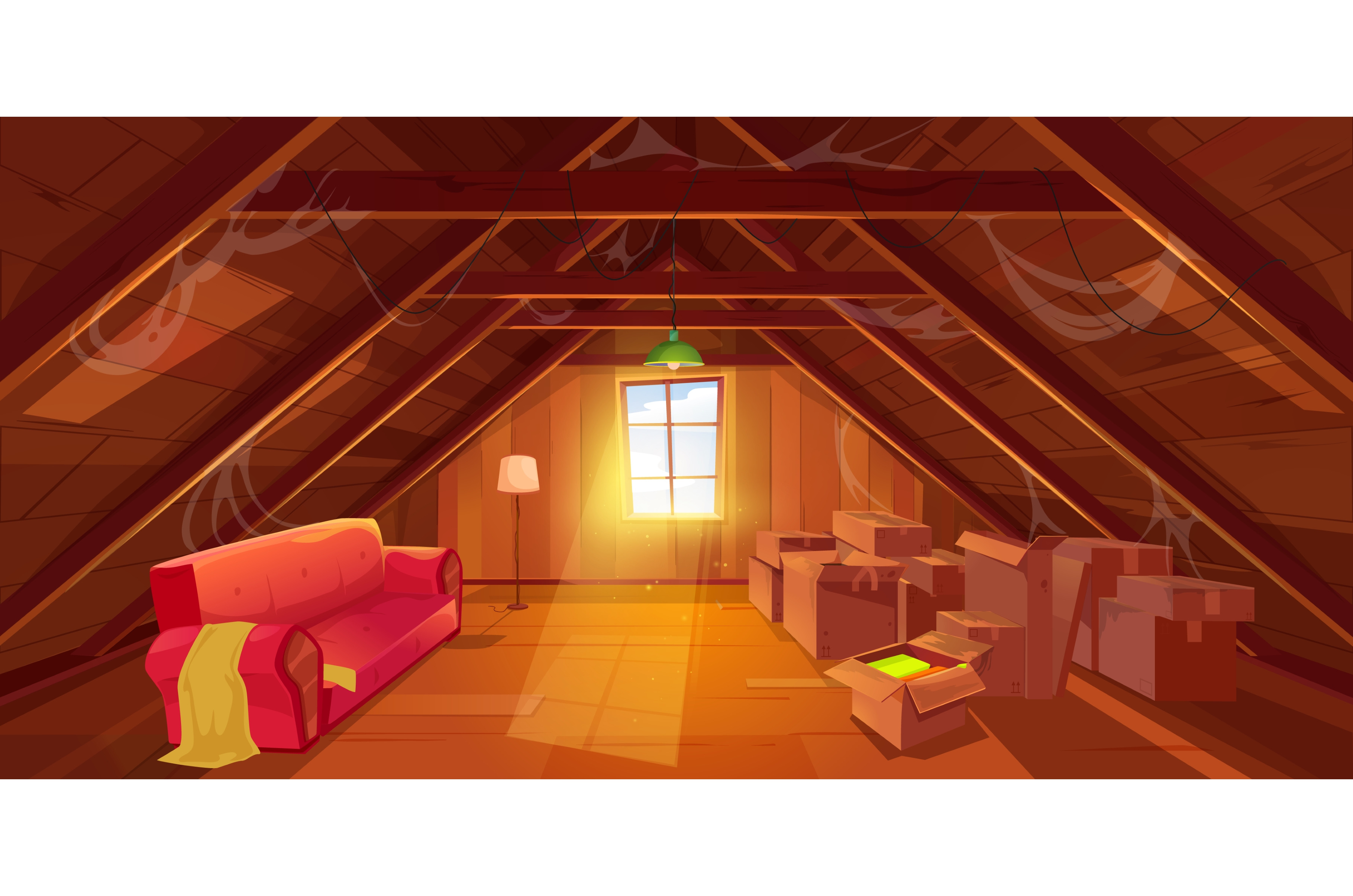 Attic interior, loft or garret room | Illustrations ~ Creative Market