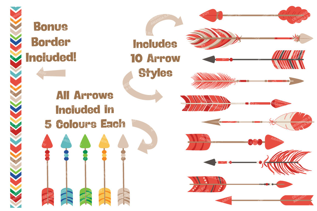 Crayon Box Tribal Arrows Clipart, an Illustration by Amanda Ilkov