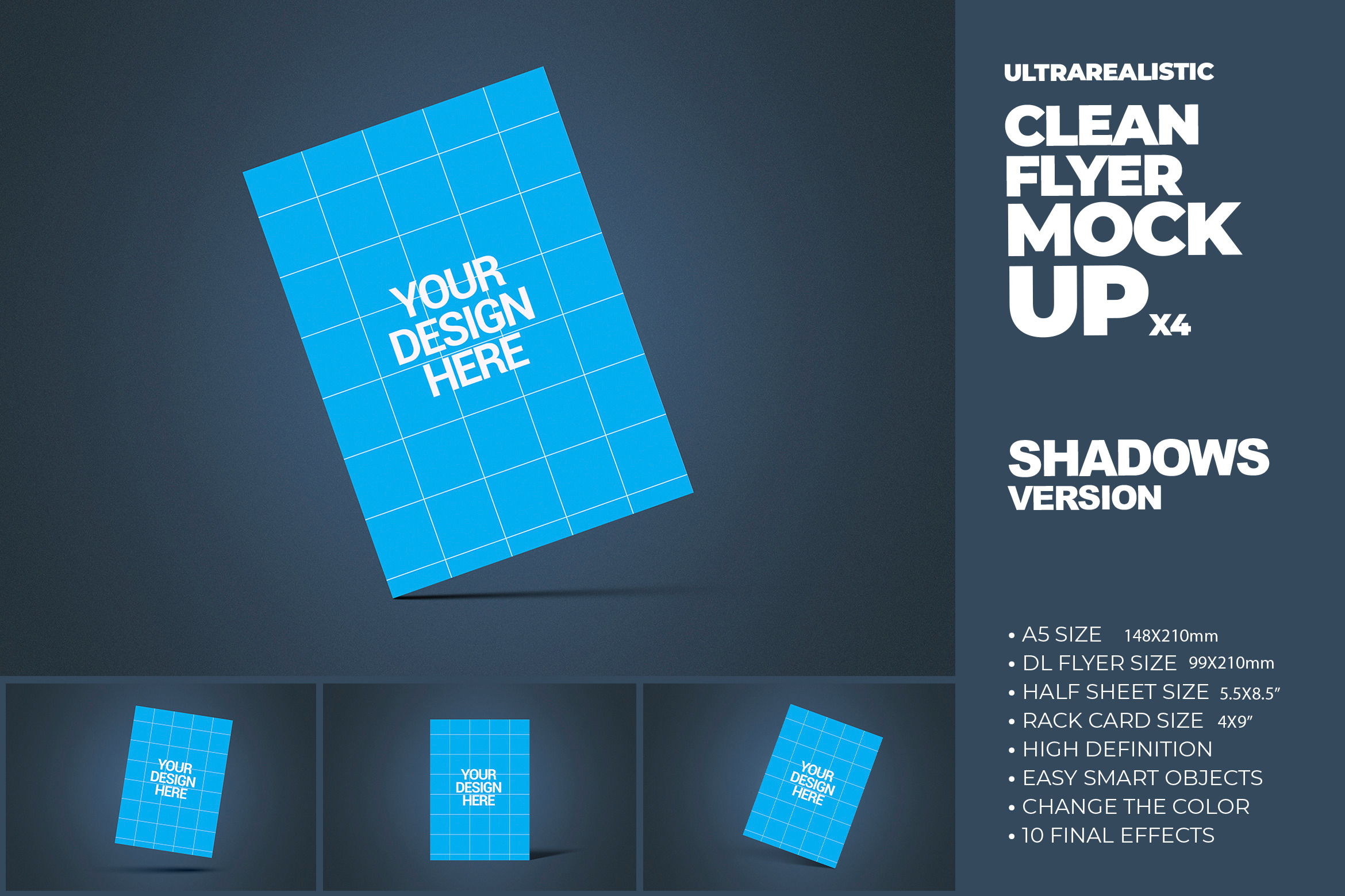 Clean Flyer Shadow Mockups x4, a Print Template by SmartDesigns ...