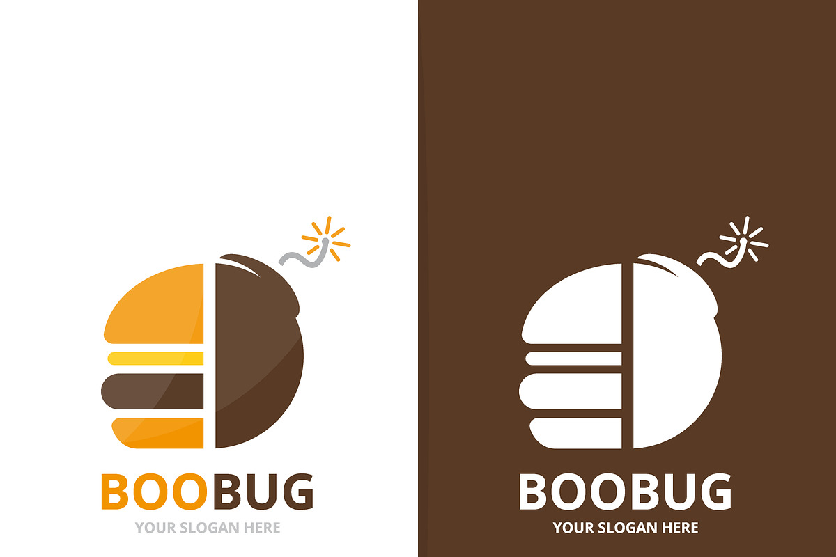 Vector burger and bomb logo combination. Hamburger and detonate symbol ...
