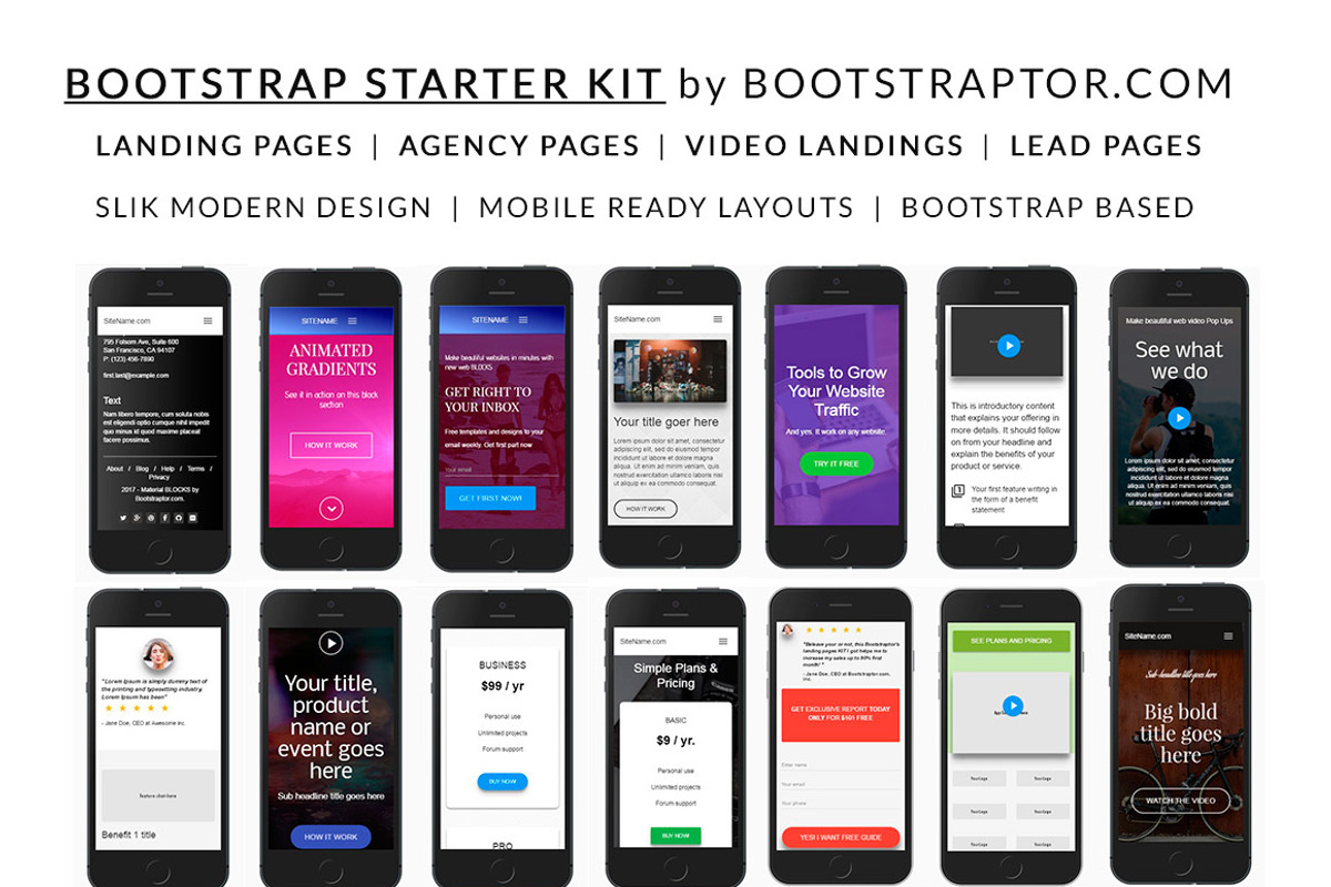 Bootstrap-Starter-KIT-35-templates, a Landing Page Template by Bootstraptor
