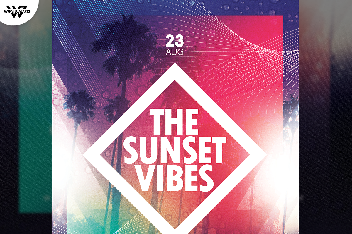 2in1 THE SUNSET VIBES Flyer Template, a Flyer Template by WG DESIGN