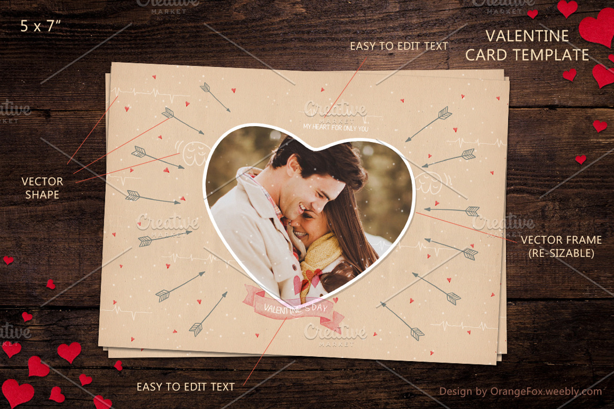 Valentine Card Template 01, a Card Template by Orange Fox