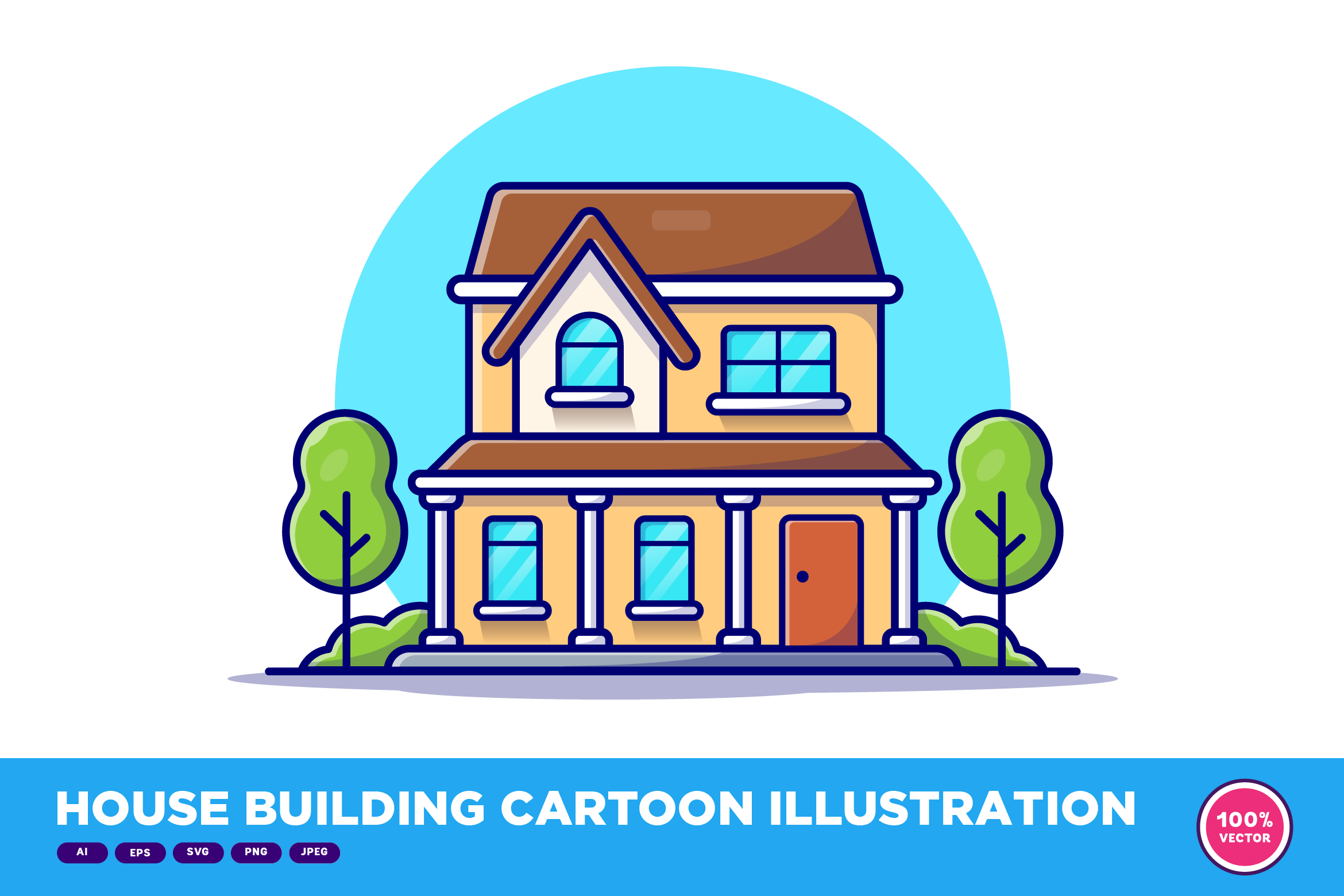 House Building Cartoon Illustration, a Work Illustration by Catalyst ...