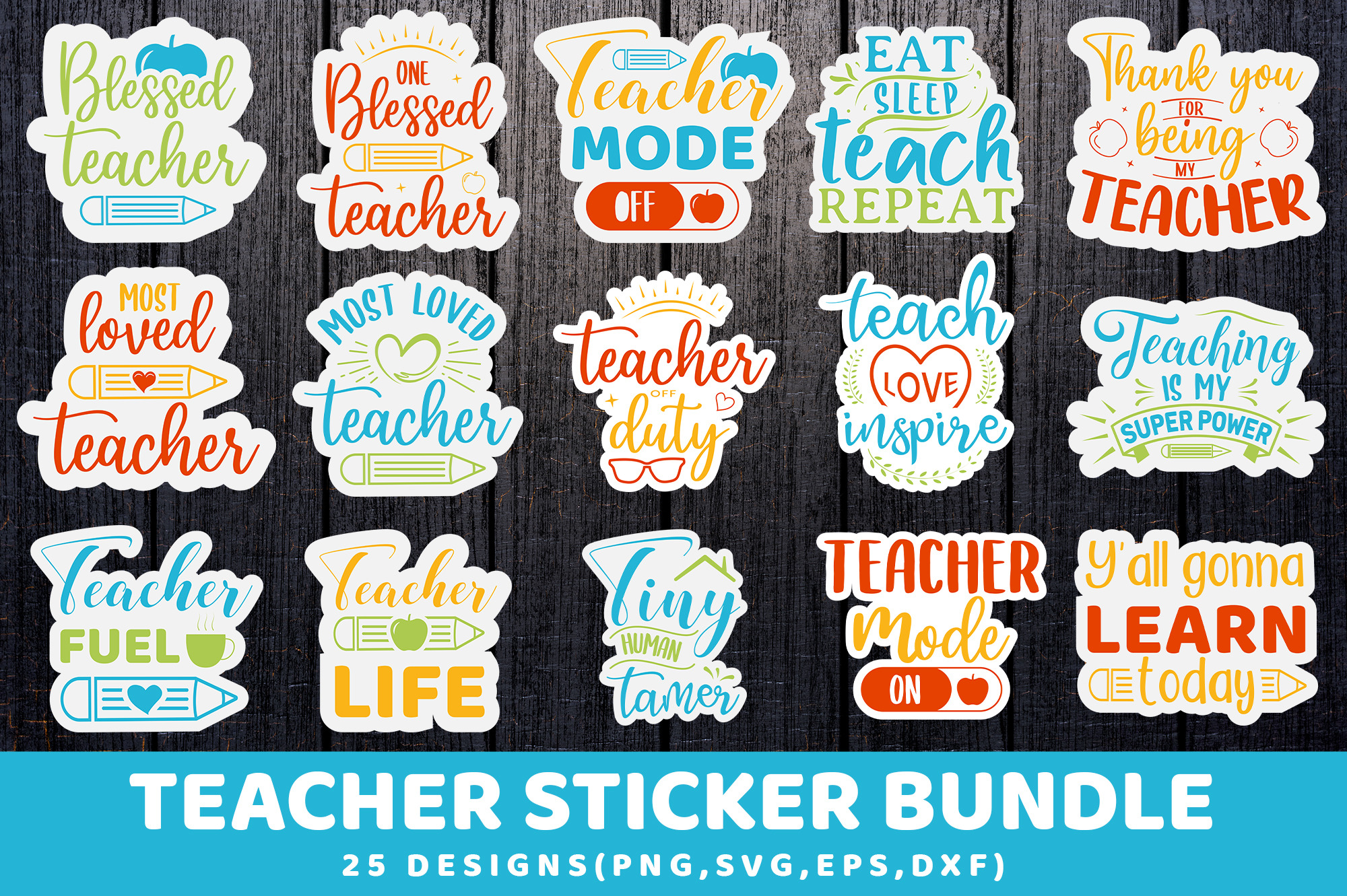 Teacher Sticker SVG Bundle, an Education Illustration by thefutive