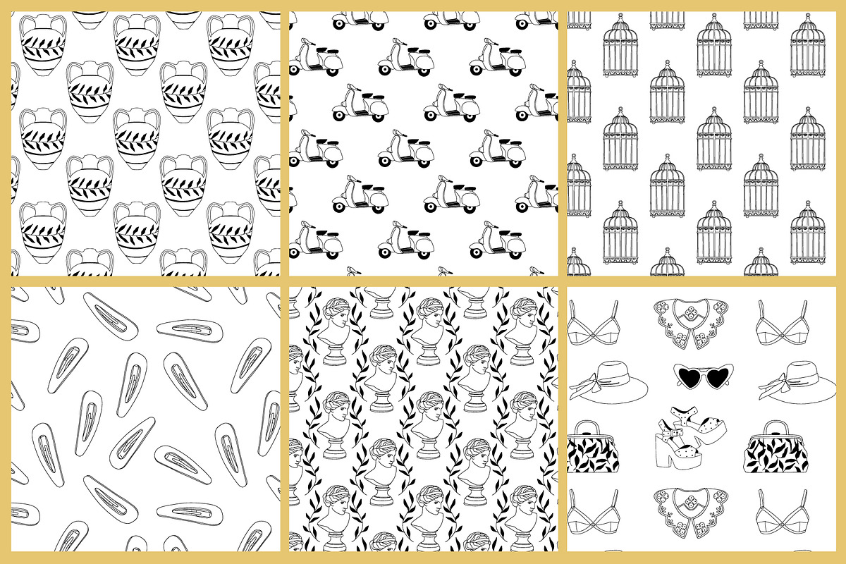 35 VINTAGE STYLE LINEAR PATTERNS, a Pattern Graphic by Lena Nikolaeva ...