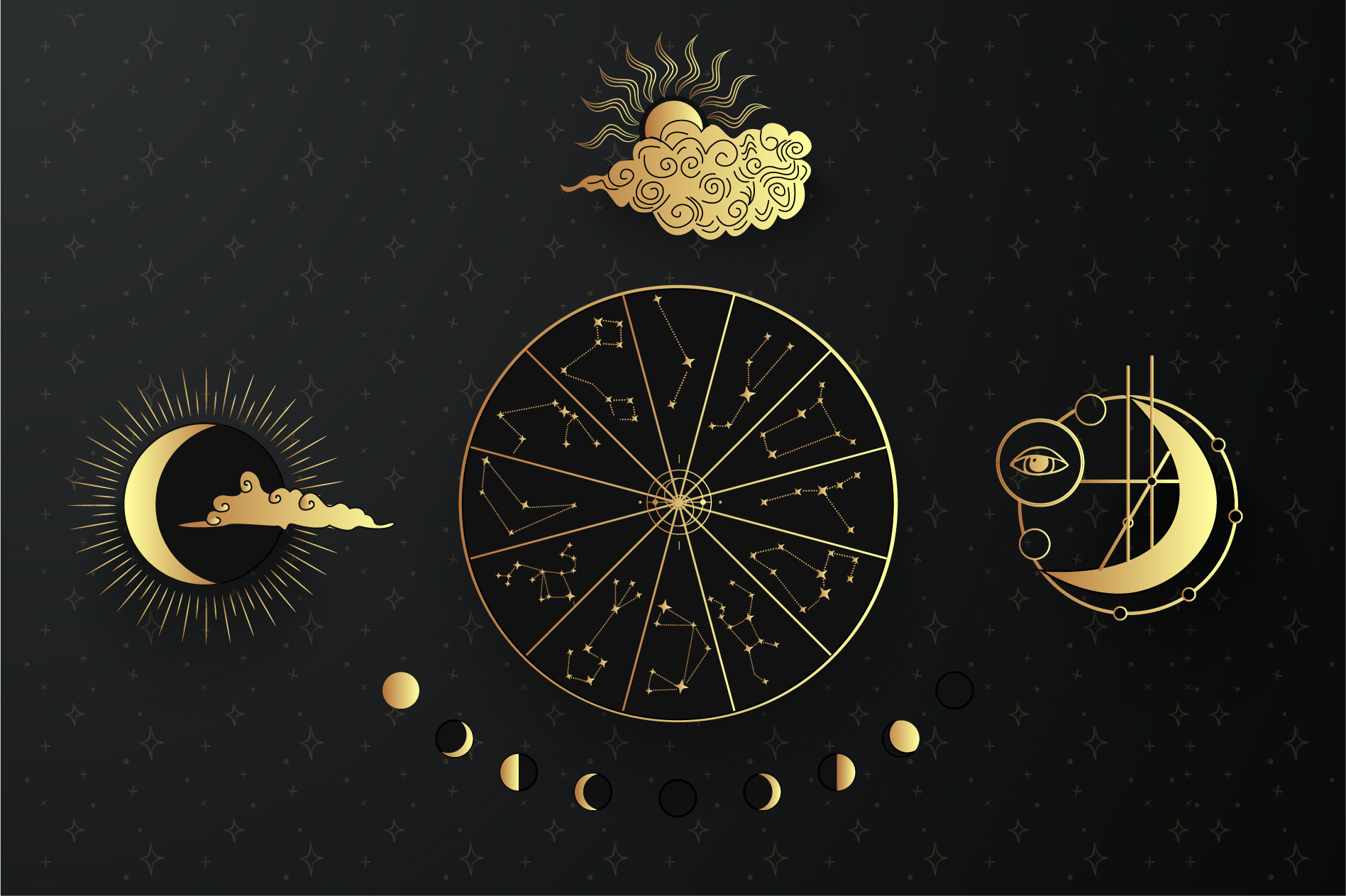 Mystic phases lunar phases Sun, moon, an Illustration by ZinetroN ...