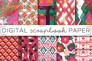 Pink and Orange Boho Digital Papers | Graphic Patterns ~ Creative Market