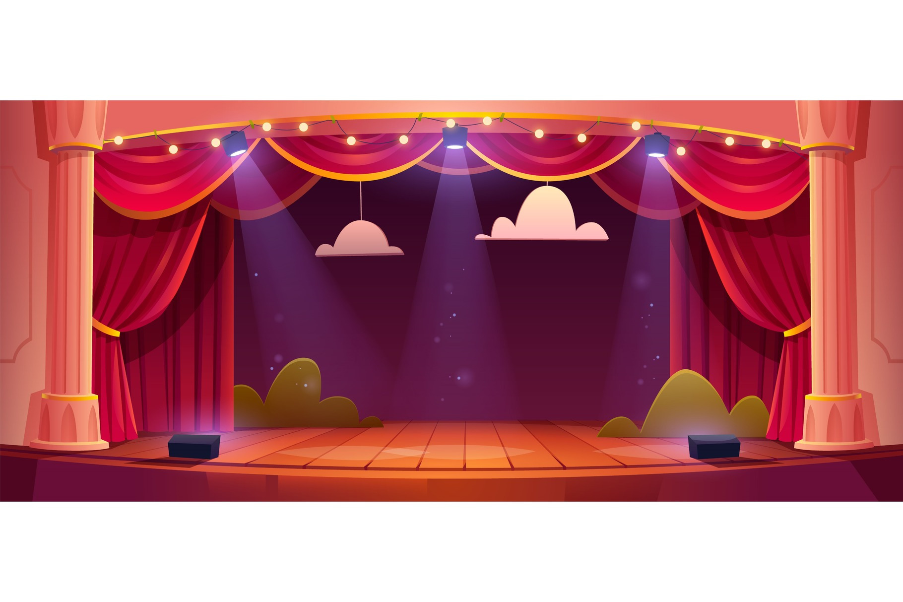 Vector cartoon theater stage with | Decorative Illustrations ~ Creative ...