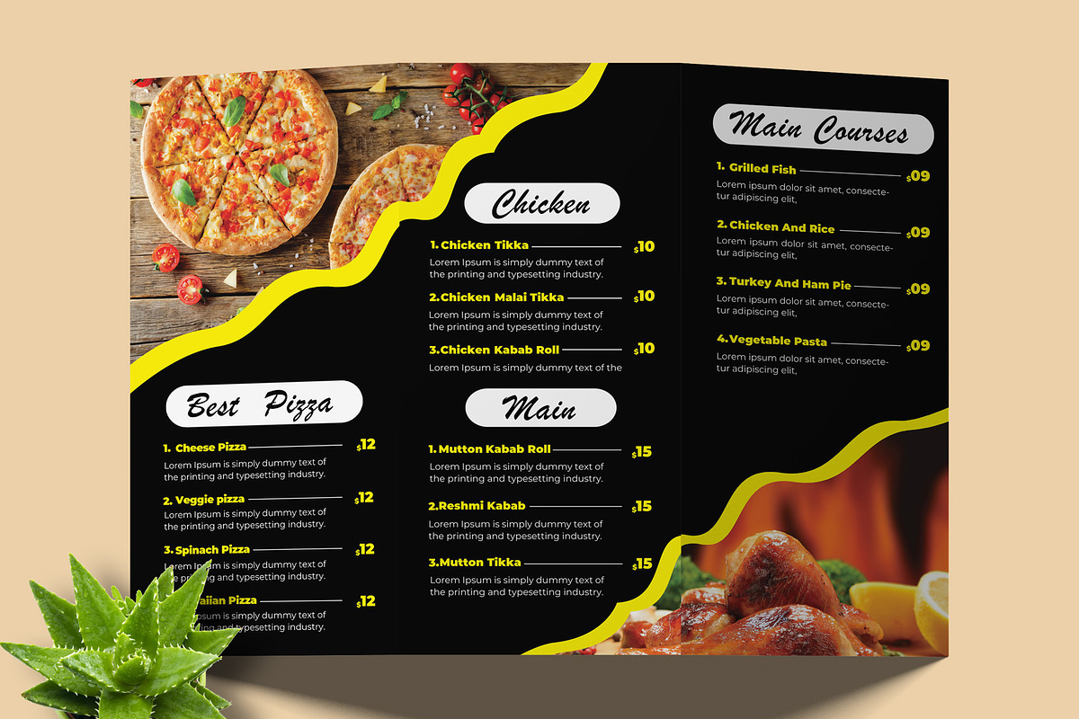 Food Menu Design 2022 Trifold Layout