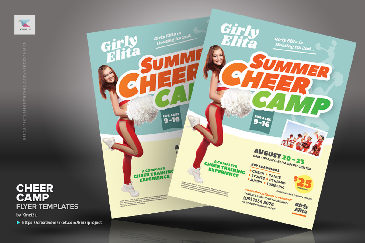 Cheer Camp Flyer Templates, a Flyer Template by kinzi21