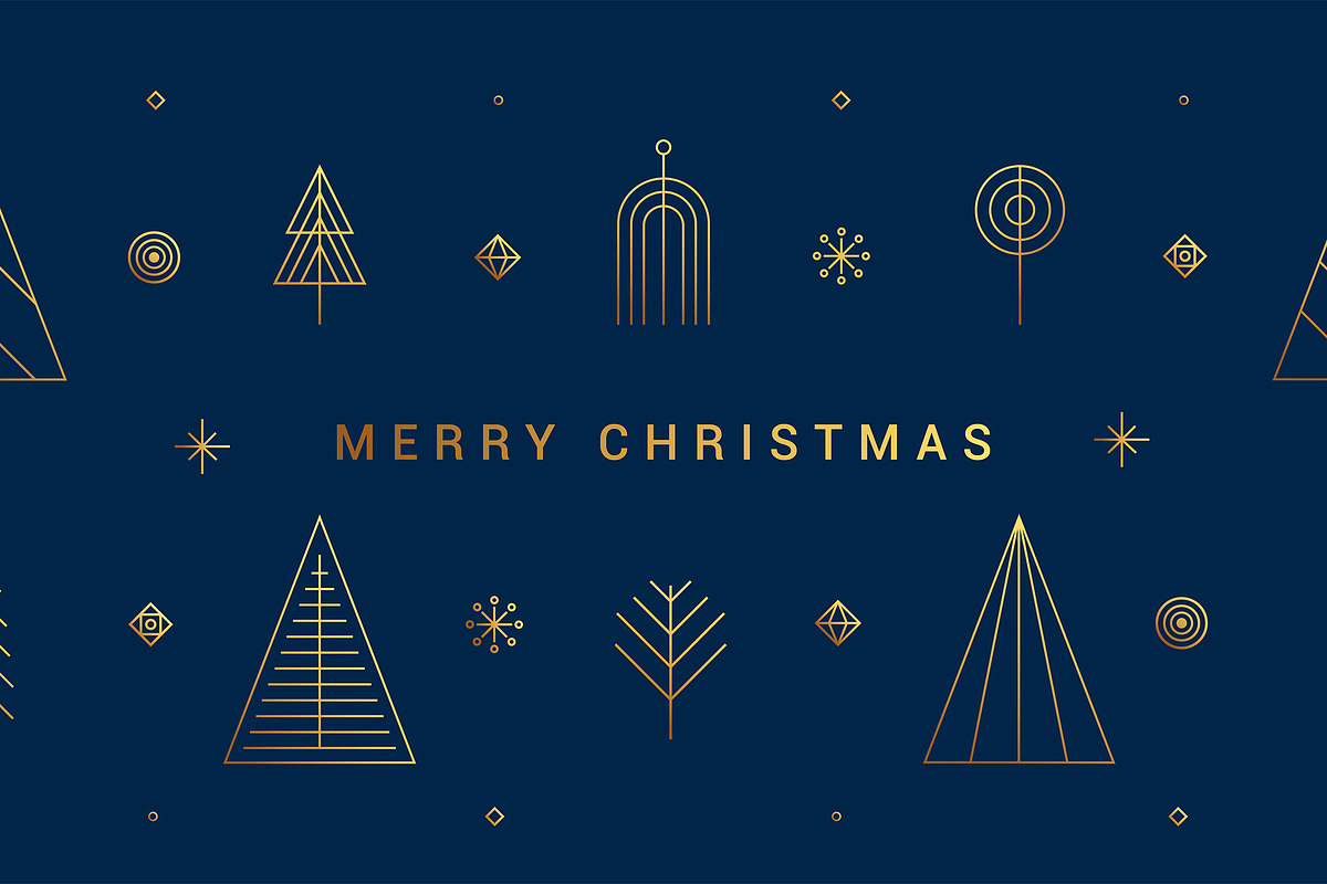 Modern line design Christmas card, a Decorative Illustration by ...