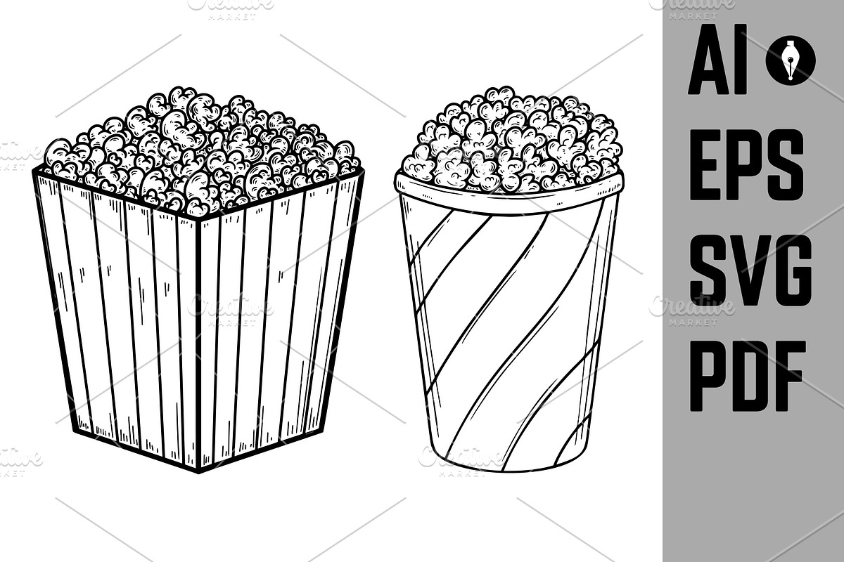 Set of Illustration of popcorn boxes, an Object Graphic by Vectorhight
