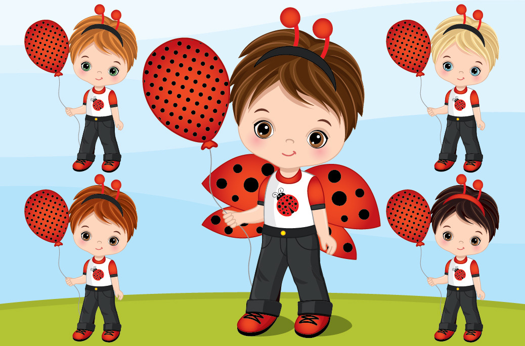 Vector Ladybug Little Boy, an Illustration by TheCreativeMill