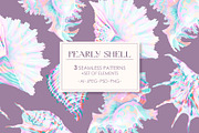 Pearly Shells Patterns, a Pattern Graphic by GreyLilac
