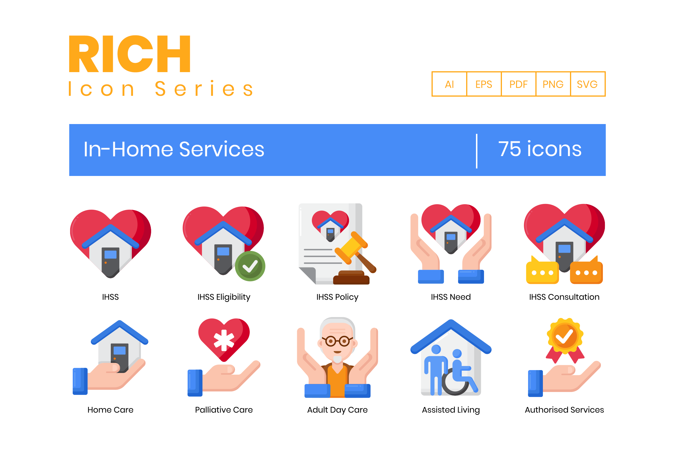 75 In-Home Services Icons | Rich, an Icon by Flat Icons