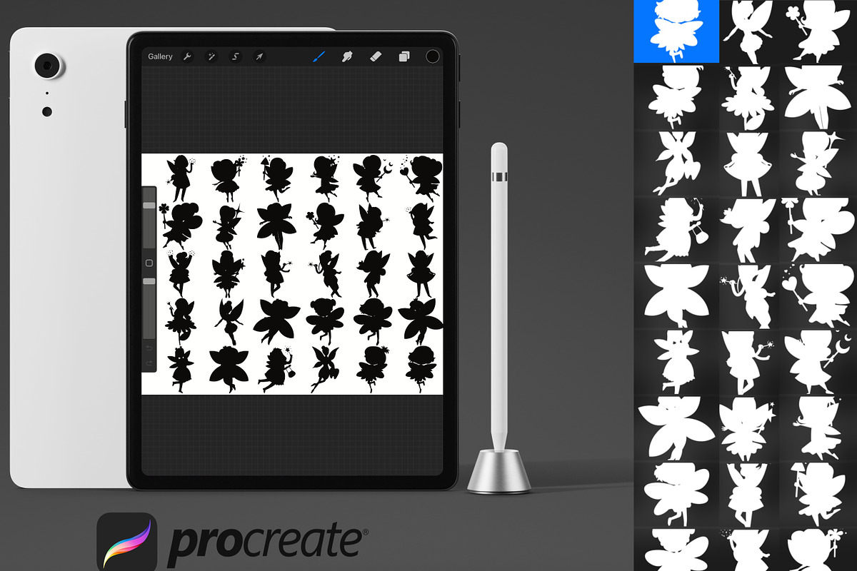 Cartoon Fairy Silhouettes Set 1, a Brush Add-On by Disasterology Ink