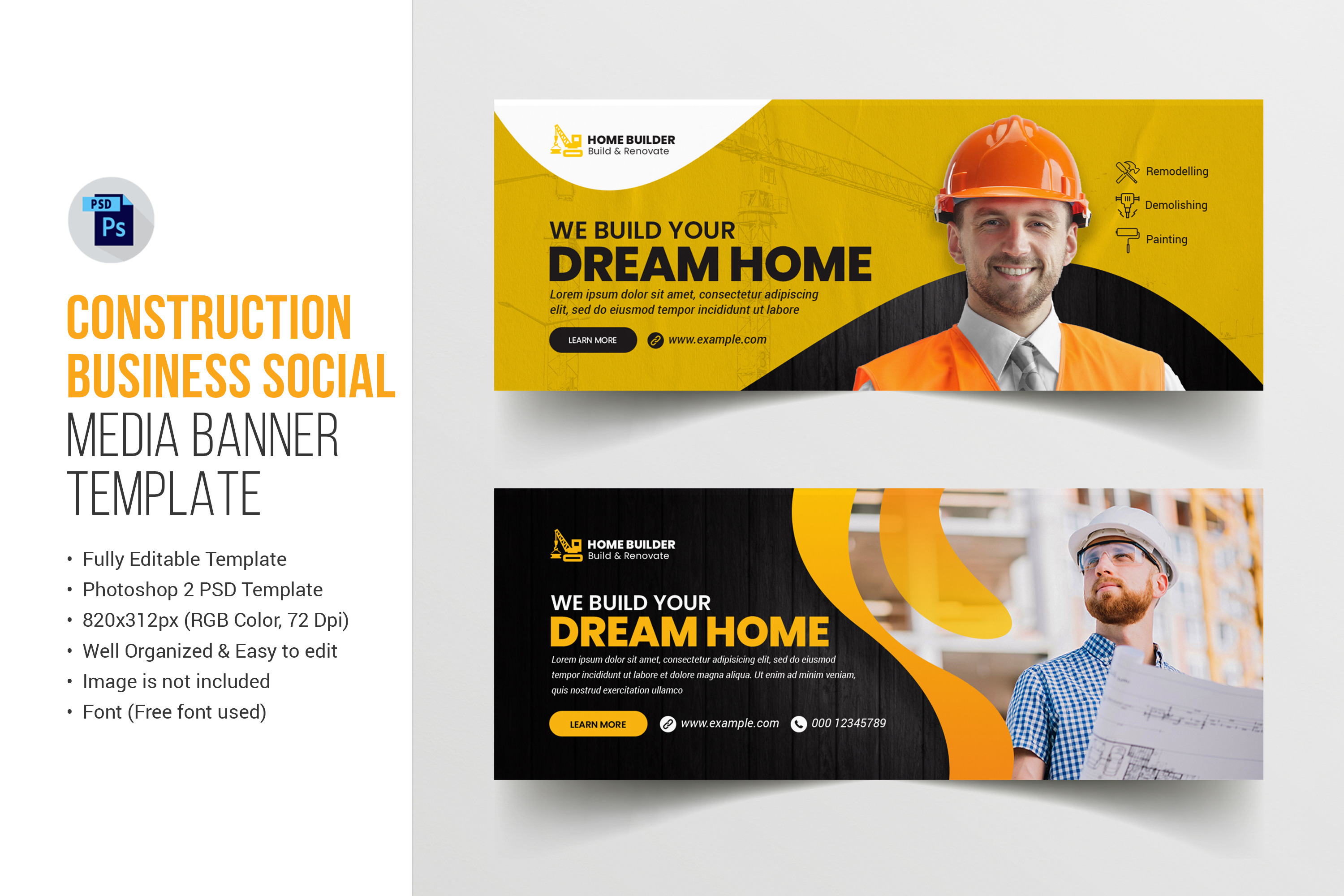 Construction Facebook Cover Template, a Social Media Template by ...