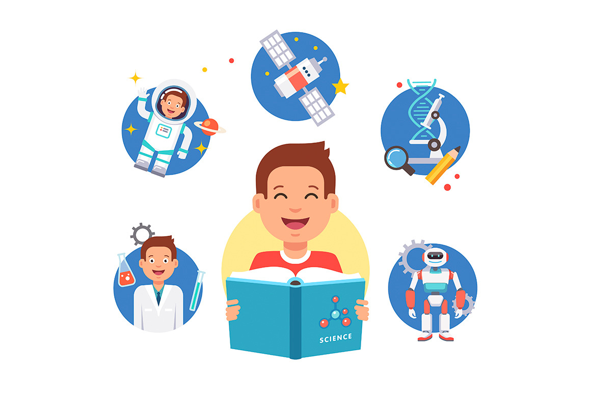 Young science learner kid, an Education Illustration by Iconicbestiary