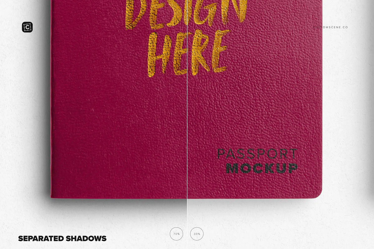 Passport Cover Mockup, a Books & Magazine Mockup by Custom Scene