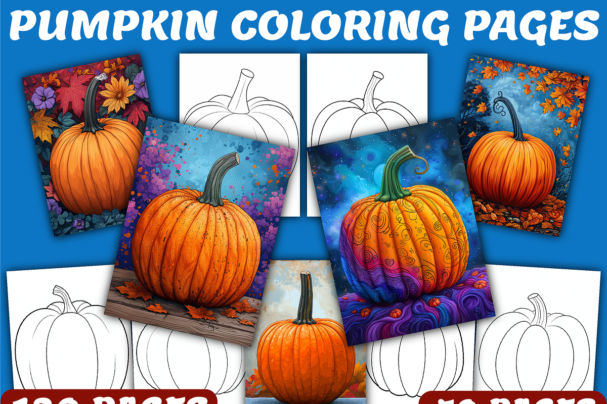 120 Pumpkin Coloring Pages For Kids, a Decorative Illustration by Daisy ...