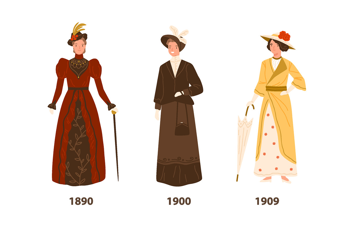 Women fashion history timeline, a Person Illustration by Good Studio