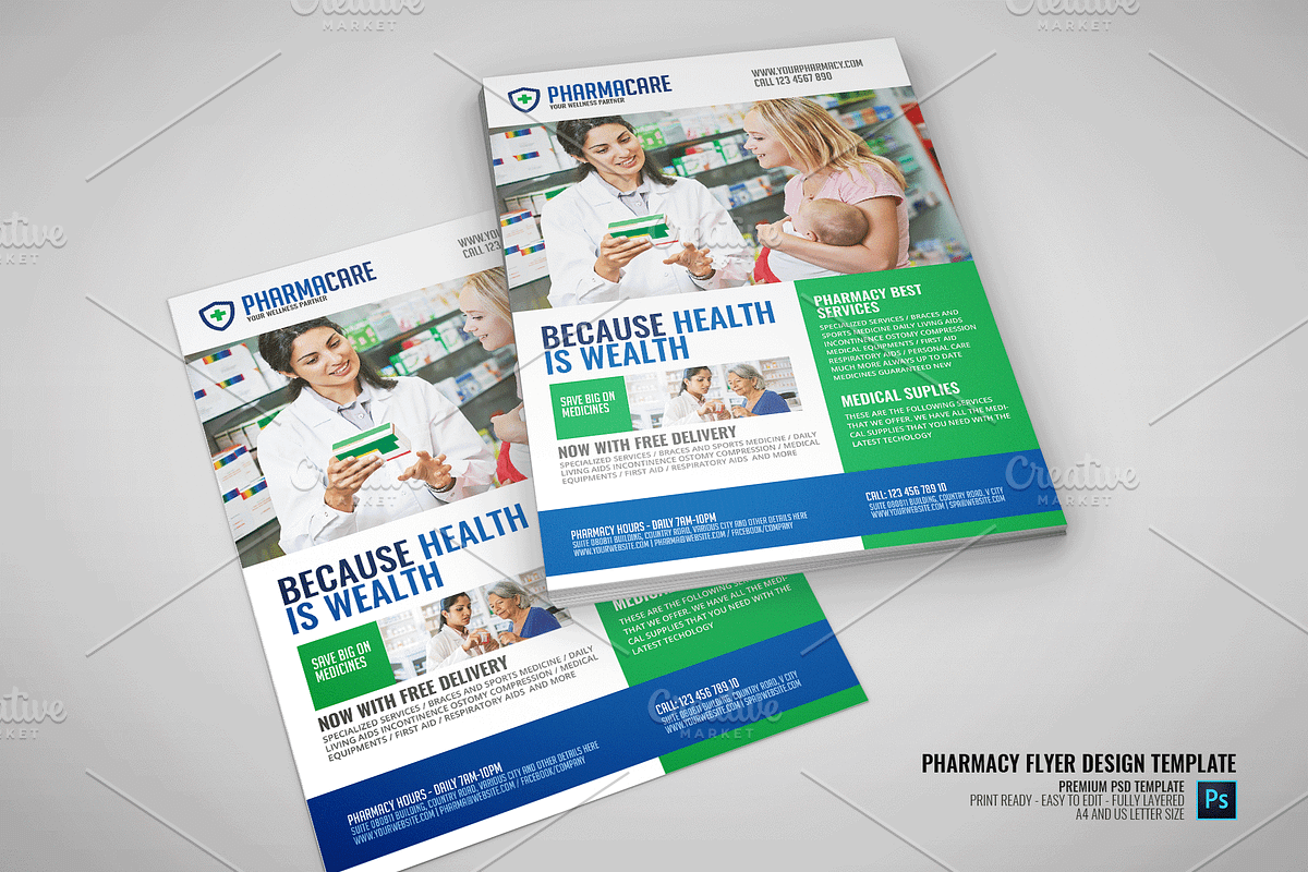 Medical Pharmacy Flyer Design, a Flyer Template by PSDPixel