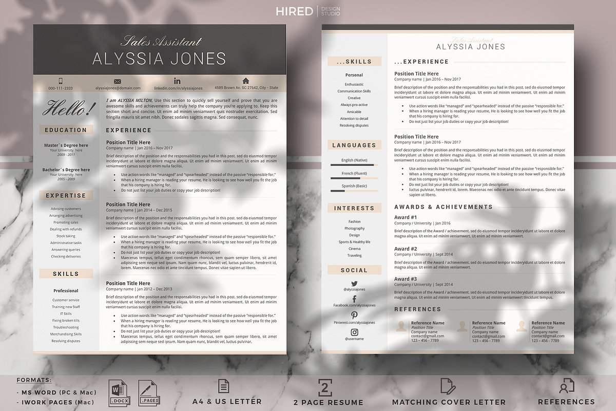 Instant download Resume for Sales | Creative Market
