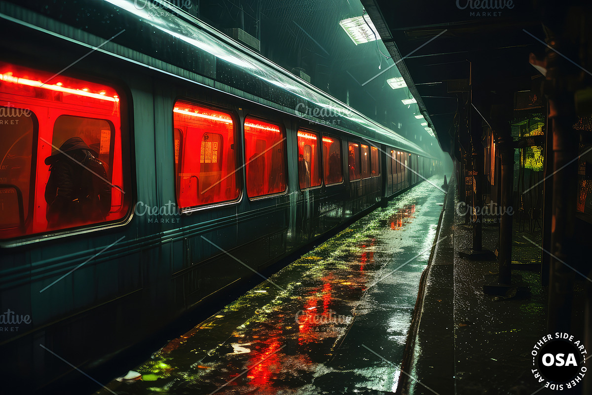 Cyberpunk Neon Metro Illustration, a Background Graphic by Other Side Art