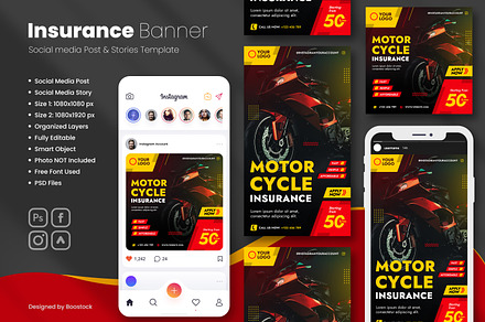 Insurance Social Media Template, a Social Media Template by Boostock