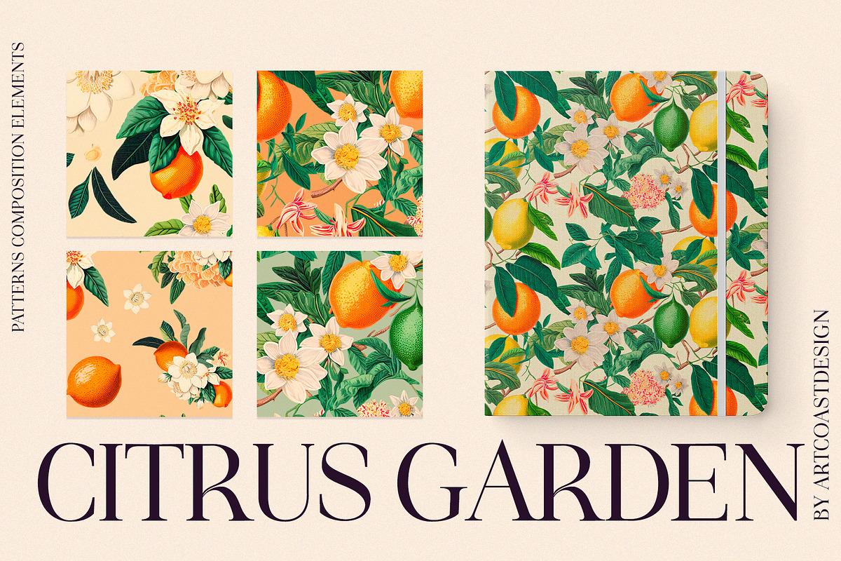 Citrus Garden Floral Set & Poster, an Object Illustration by nadispasibenko