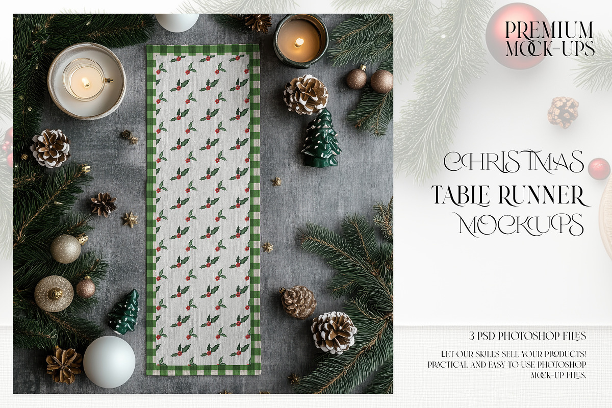 Christmas Table Runner Mockups, a Household Mockup by mock-ups