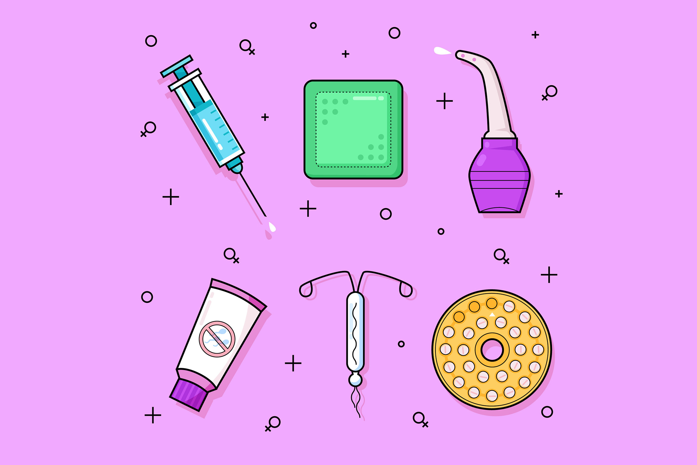 Female Contraception Methods, a Healthcare Illustration by MISS CHATZ