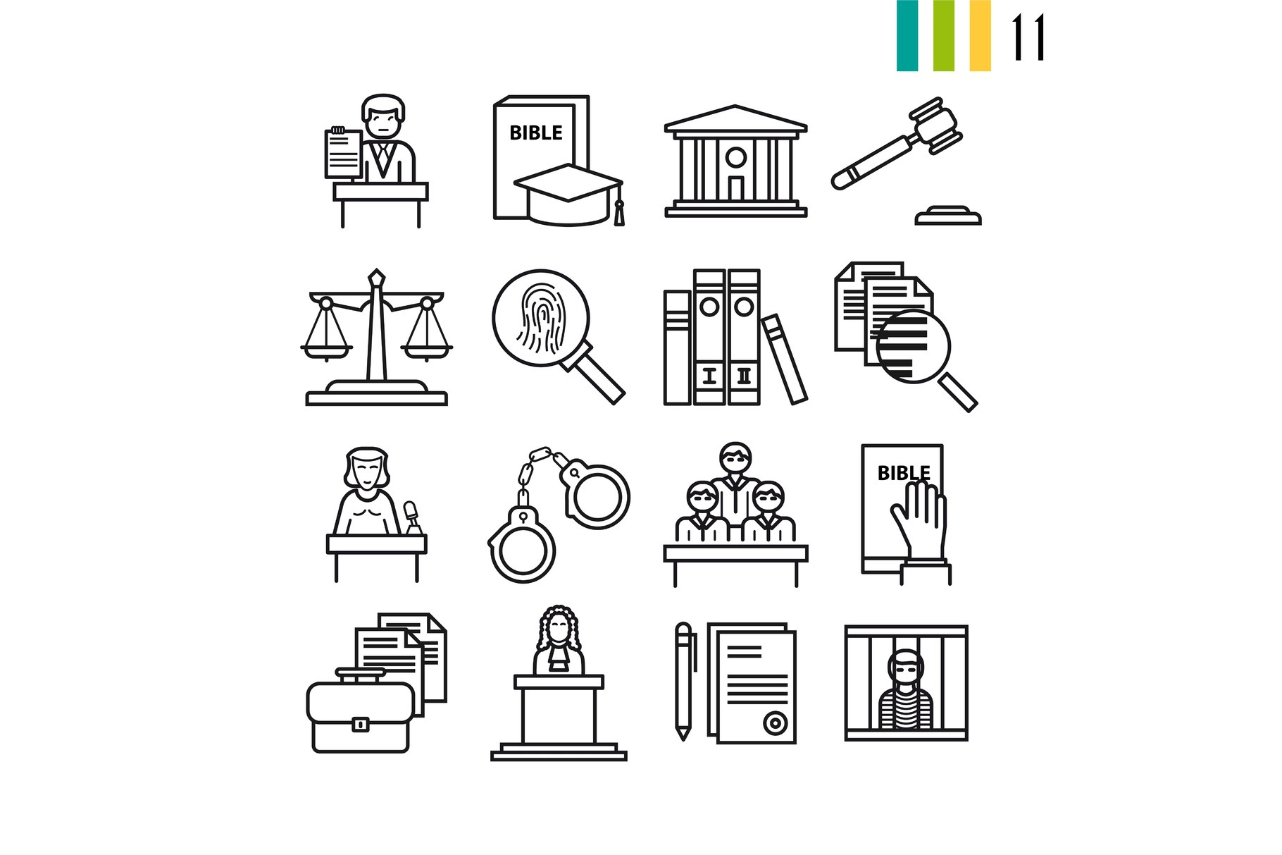 Outline judiciary icons, a Work Illustration by Vasser