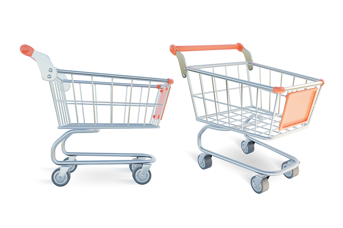 3d Metal Shopping Carts Set, an Object Graphic by Bigmouse_art