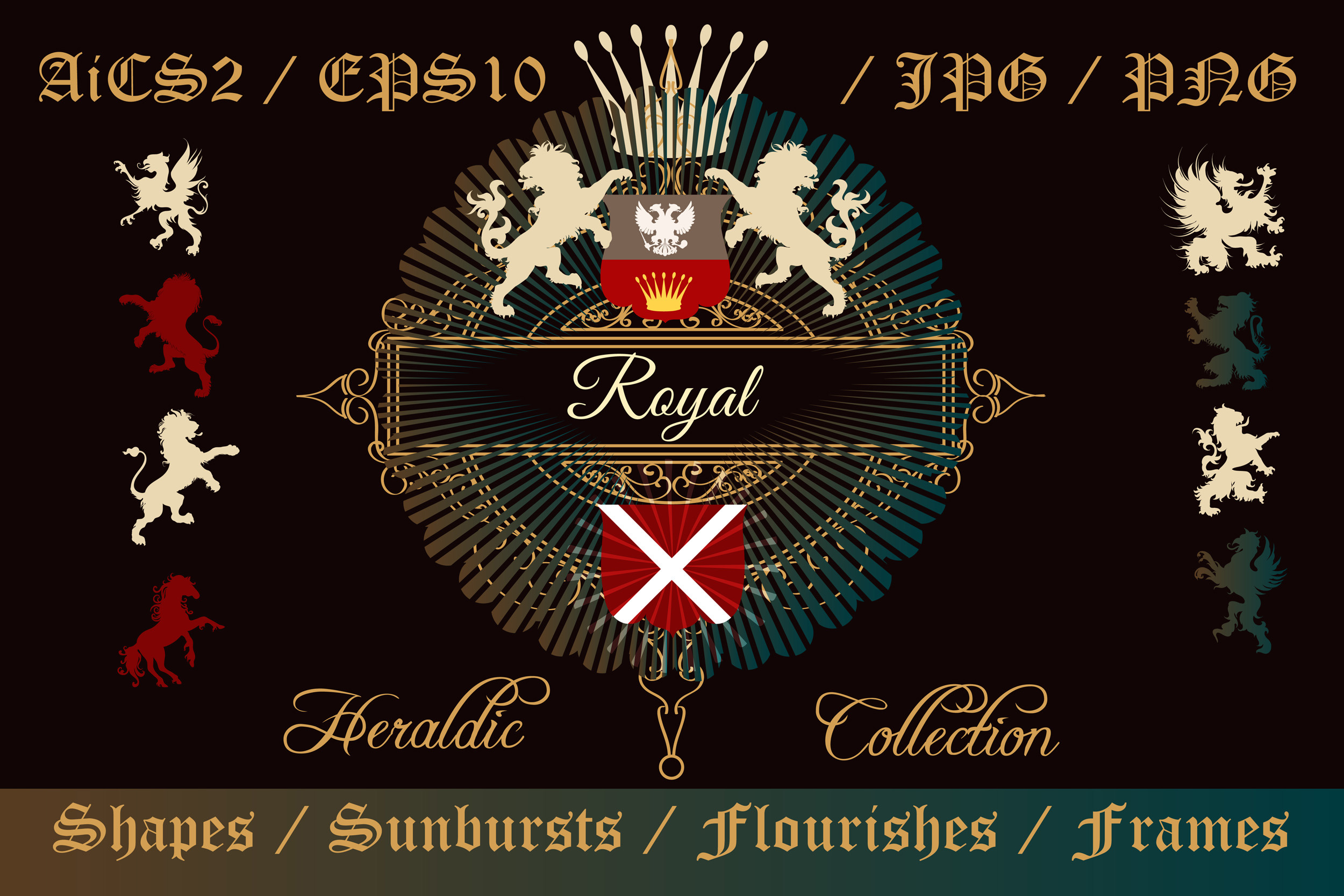 Vector heraldic shapes set, an Object Graphic by FleurArt