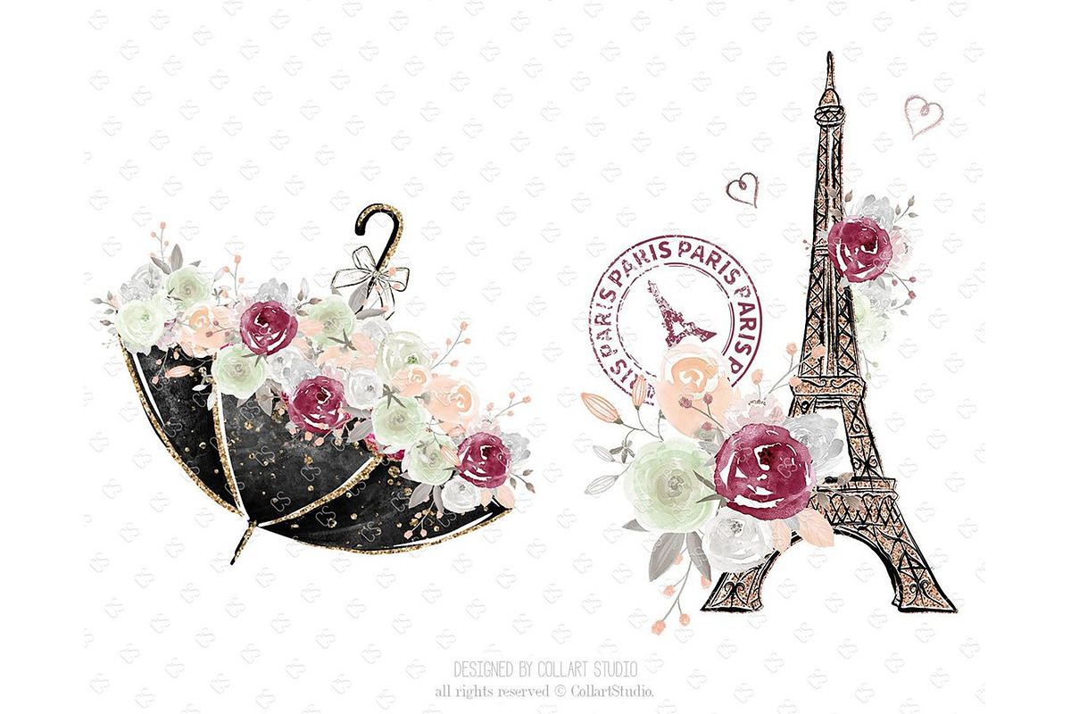 Paris clipart set, an Illustration by Collart Studio