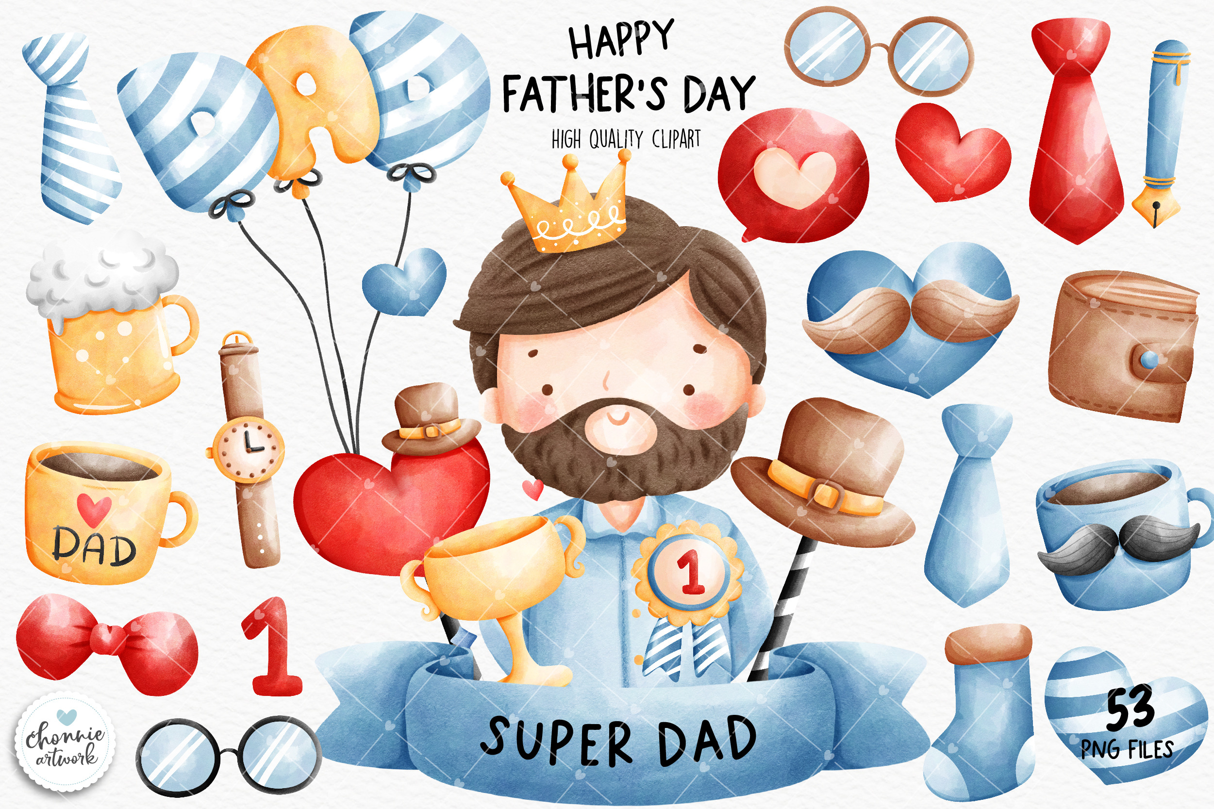 Father's day clipart, dad clipart, a Seasonal Illustration by ...