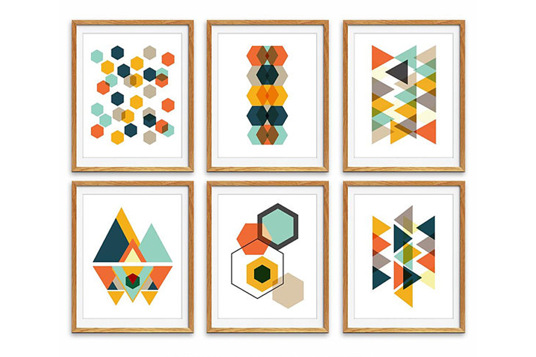 Geometric Wall Art, Set of 6 Prints, a Decorative Illustration by ShawaShop